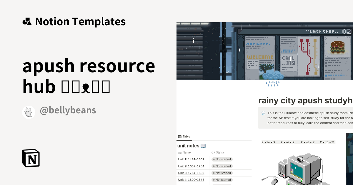 apush resource hub ᘳ ᴥ ᘰ Template by phoebe cho | Notion Marketplace