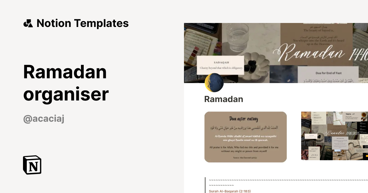 Ramadan organiser Template by Acacia | Notion Marketplace