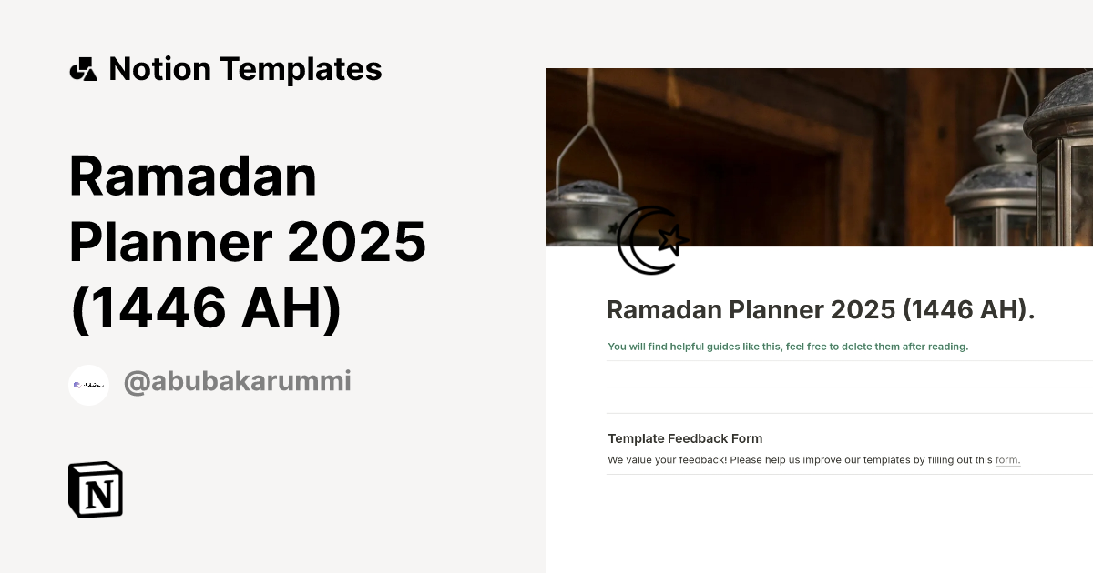 Ramadan Planner 2025 (1446 AH) Template | Notion Marketplace