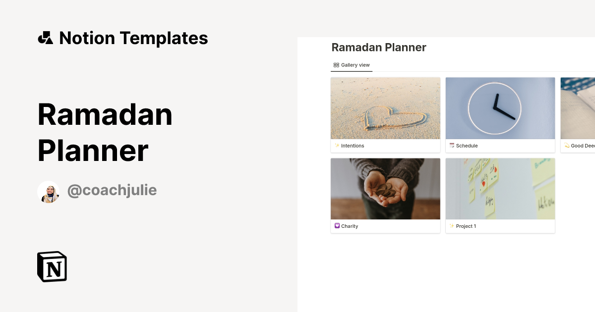 Ramadan Planner Template by Coach Julie | Notion Marketplace