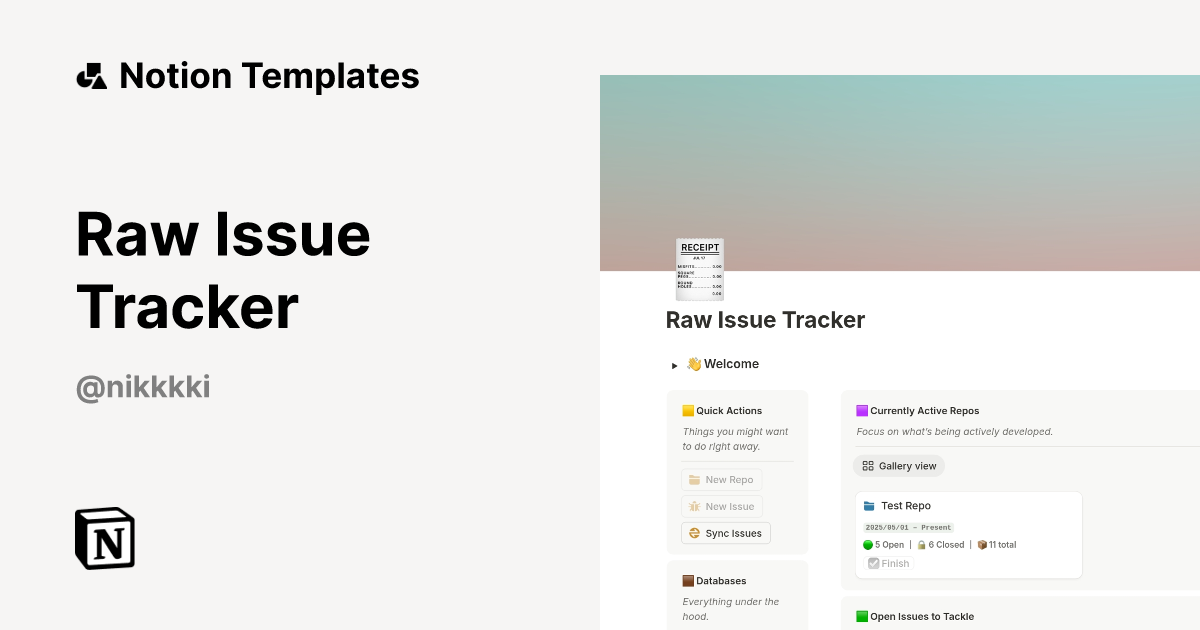 Raw Issue Tracker Template | Notion Marketplace