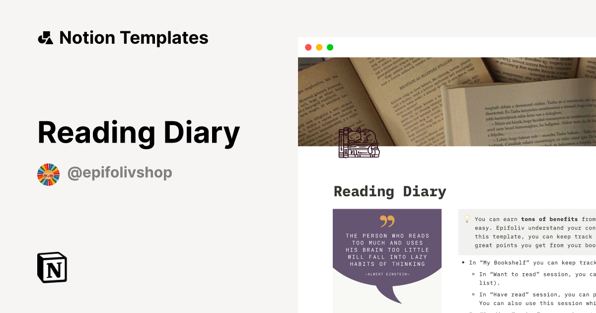 Reading Diary Template | Notion Marketplace