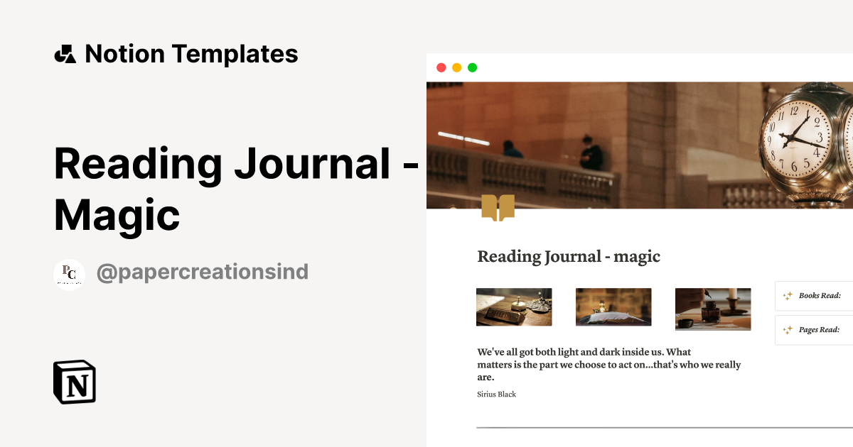 Reading Journal - Magic Template | Notion Marketplace