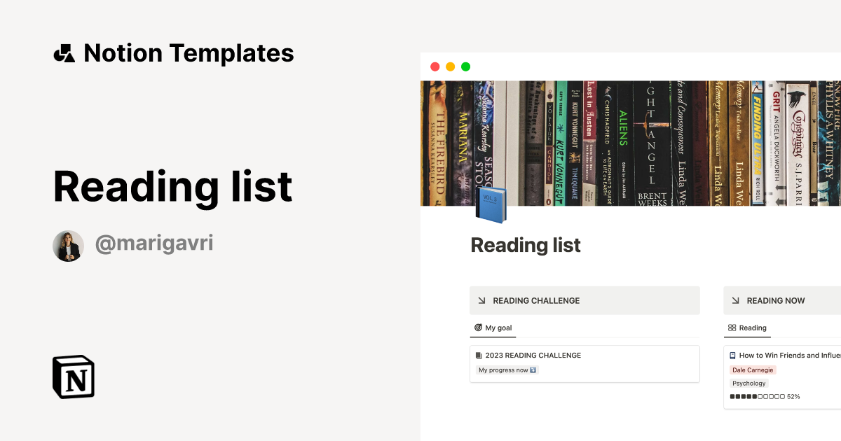 Reading list Template by marigavri | Notion Marketplace