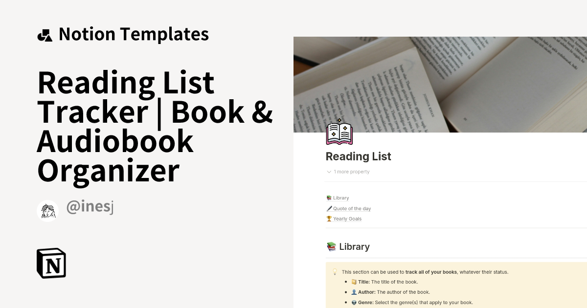 Reading List Tracker | Book & Audiobook Organizer Template | Notion ...