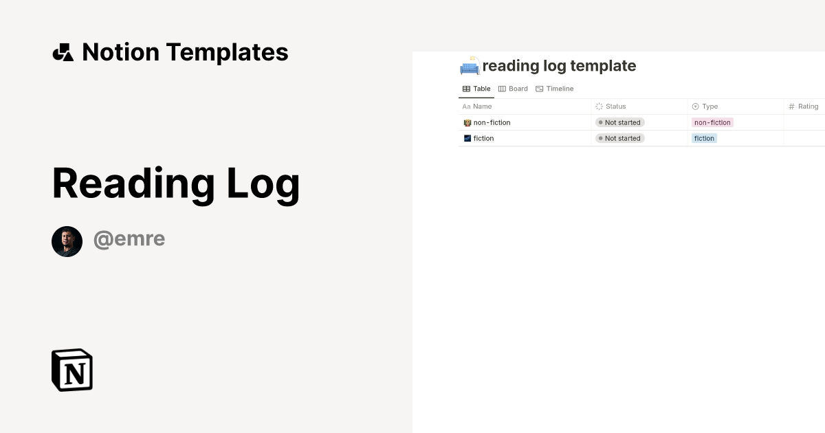 Reading Log Template | Notion Marketplace
