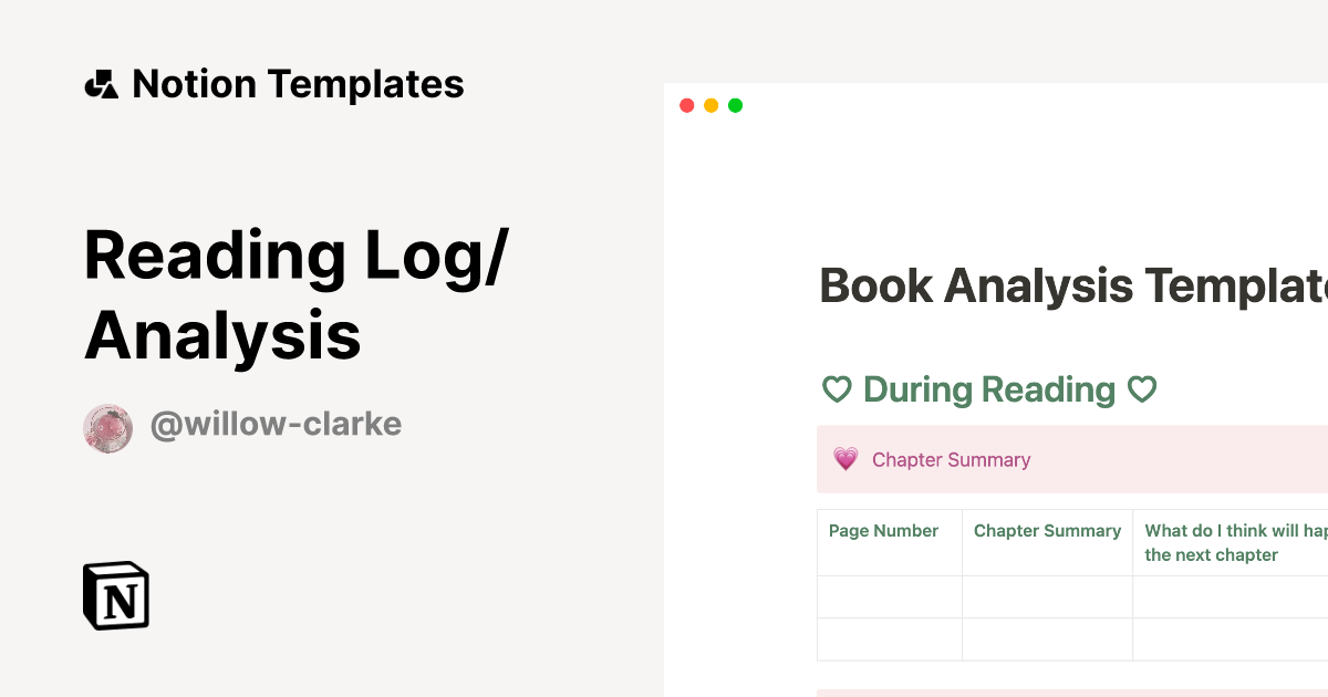 Reading Log/Analysis Template | Notion Marketplace