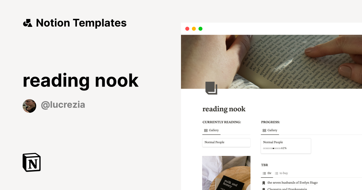 reading nook Template by Lucrezia | Notion Marketplace