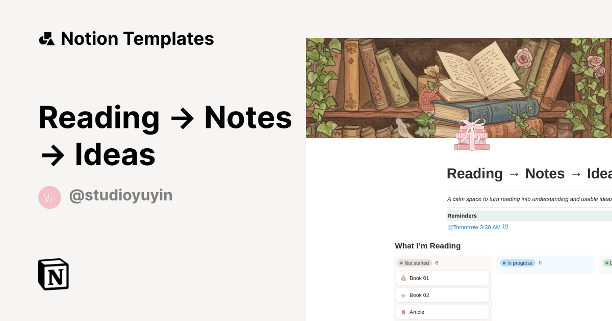 Reading → Notes → Ideas Template | Notion Marketplace