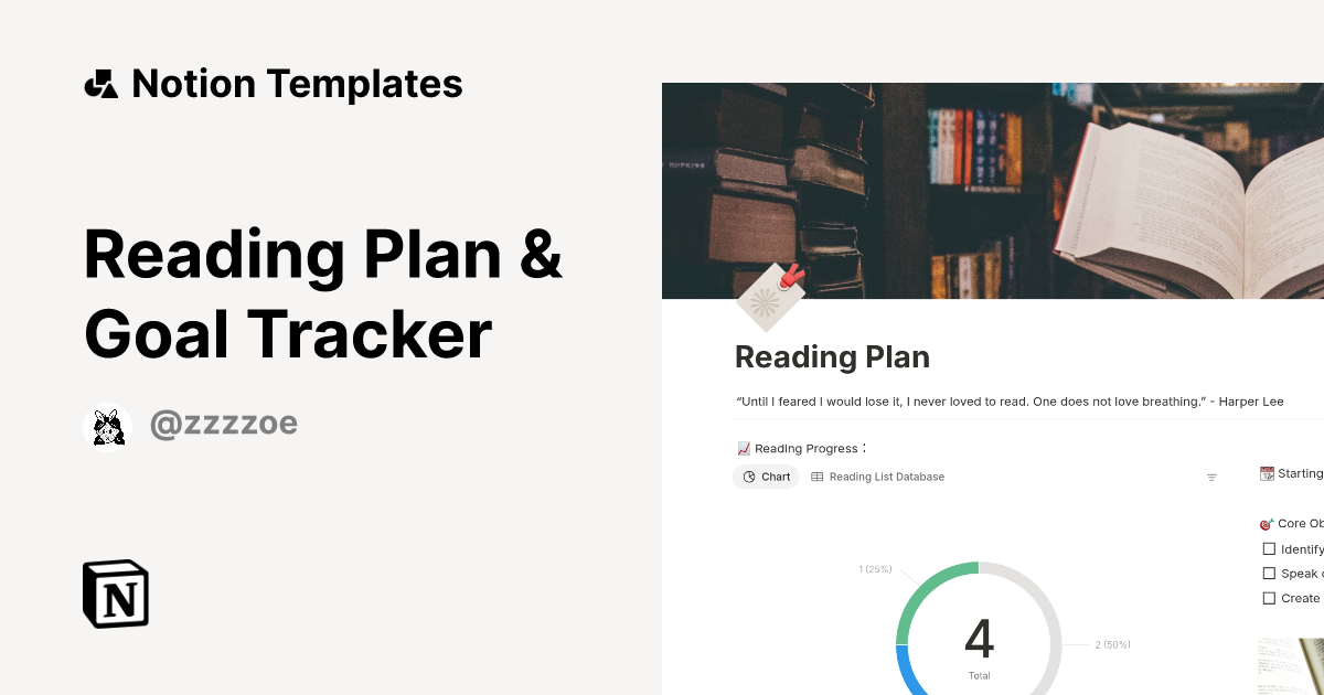 Reading Plan & Goal Tracker Template by Zoe_Dundun | Notion Marketplace