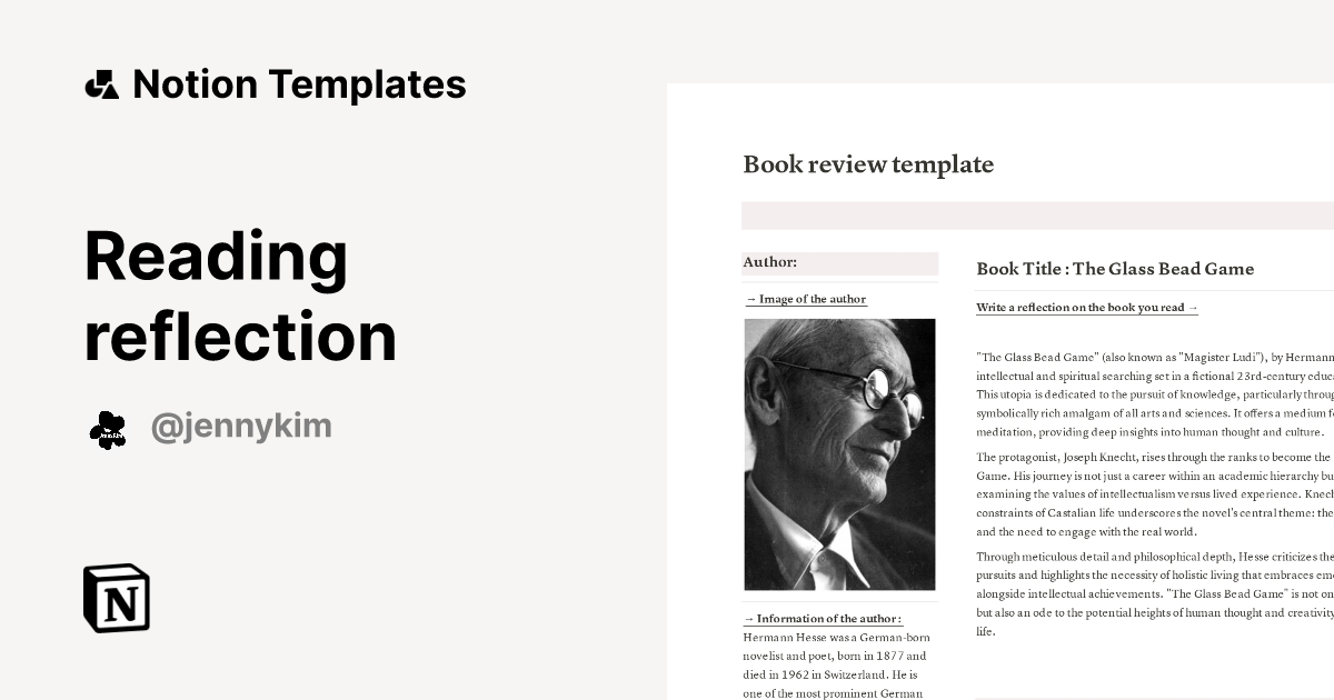 Reading reflection Template | Notion Marketplace