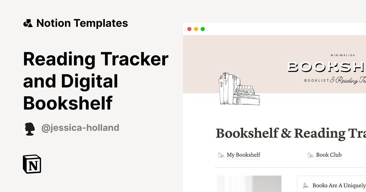 Reading Tracker and Digital Bookshelf Template by Jessica Holland ...