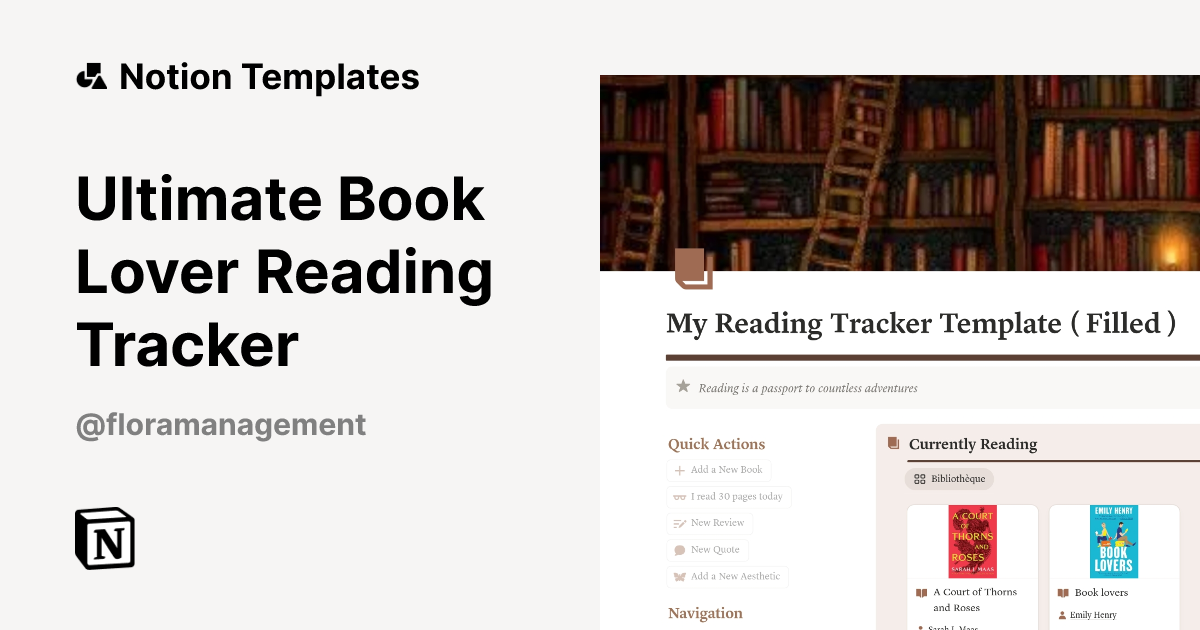 Ultimate Book Lover Reading Tracker Template by Flora Management ...