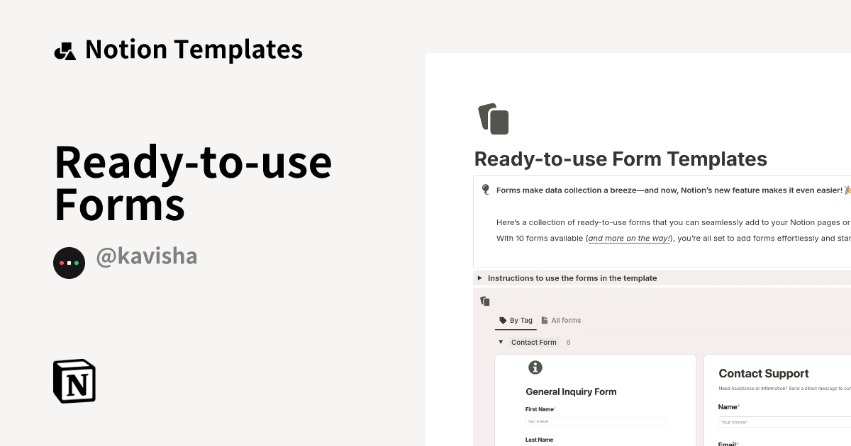 Ready-to-use Forms Template by Kavisha | Notion Marketplace