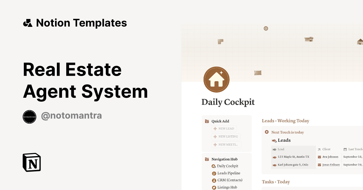 Real Estate Agent System Template | Notion Marketplace