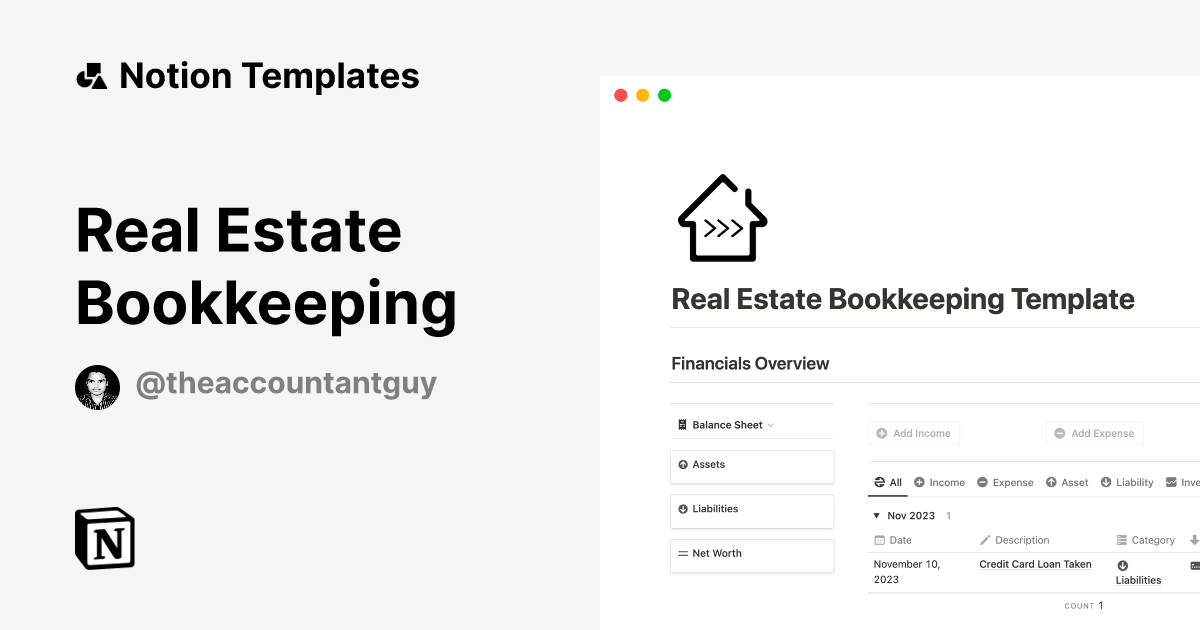Real Estate Bookkeeping Template | Notion Marketplace