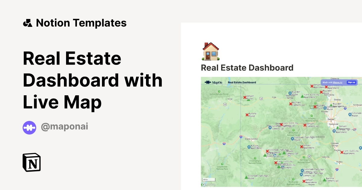 Real Estate Dashboard with Live Map Template | Notion Marketplace