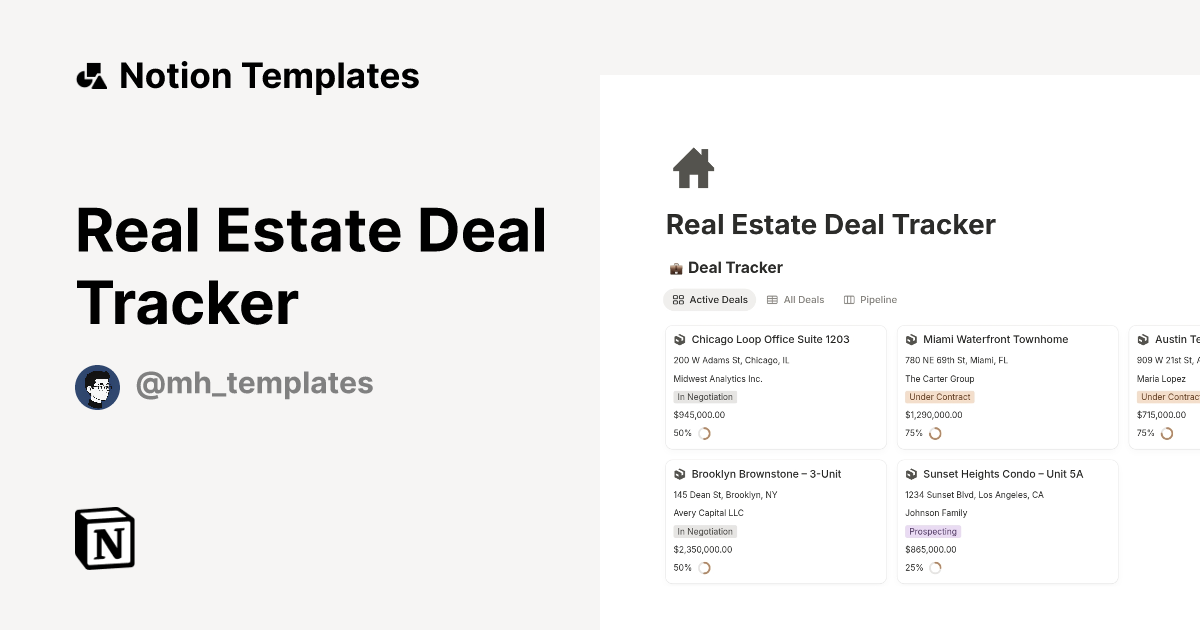 Real Estate Deal Tracker Template | Notion Marketplace