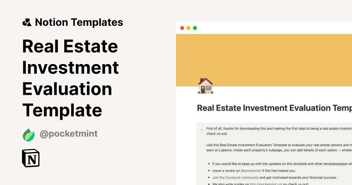 Real Estate Investment Evaluation Template Template | Notion Marketplace
