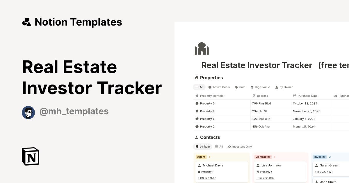 Real Estate Investor Tracker Template | Notion Marketplace