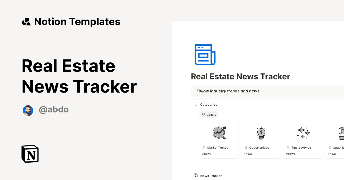Real Estate News Tracker Template | Notion Marketplace