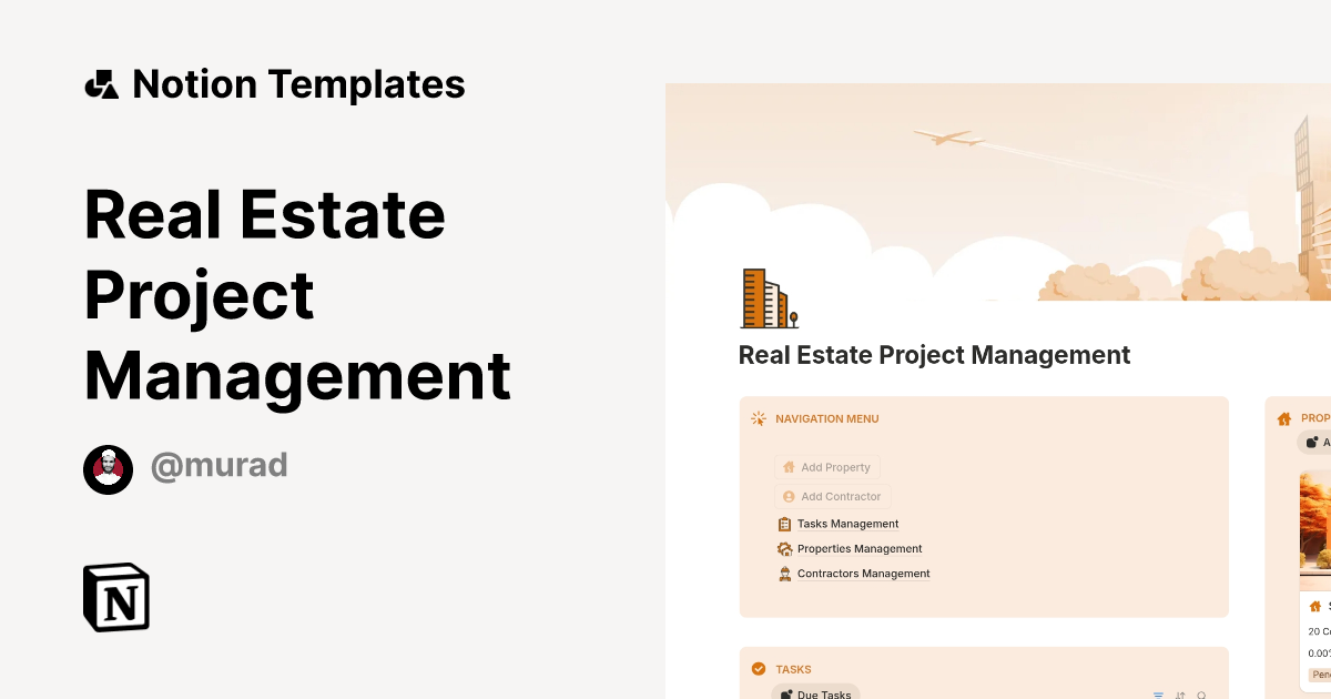 Real Estate Project Management Template by Murad | Notion Marketplace