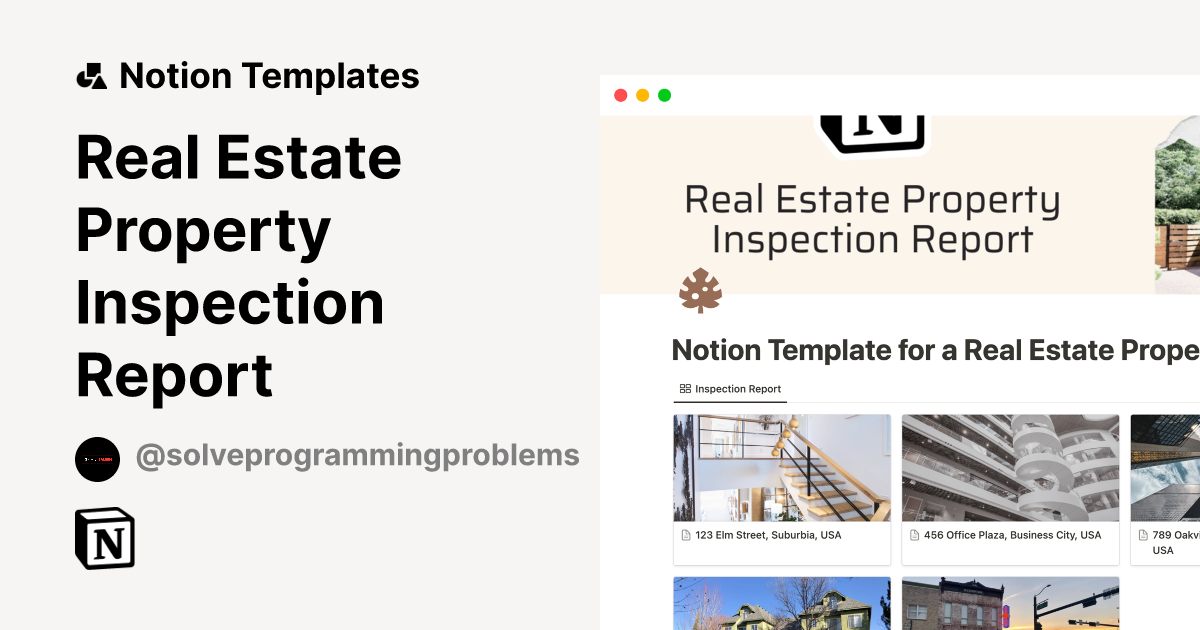 Real Estate Property Inspection Report Template | Notion Marketplace