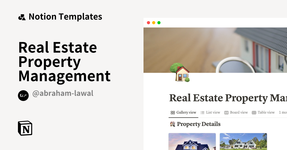 Real Estate Property Management Template | Notion Marketplace