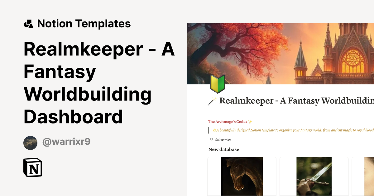 Realmkeeper - A Fantasy Worldbuilding Dashboard Template by World of ...