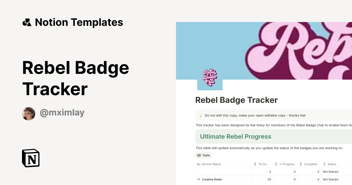 Rebel Badge Tracker Template | Notion Marketplace