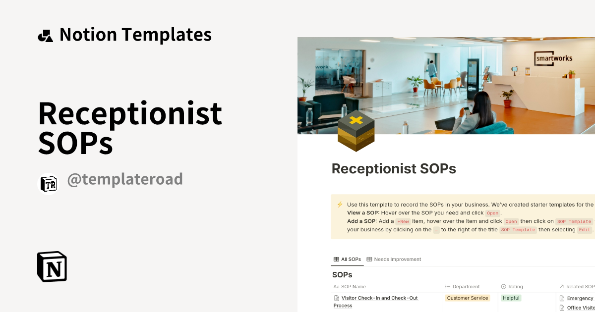 Receptionist SOPs Template by Template Road | Notion Marketplace