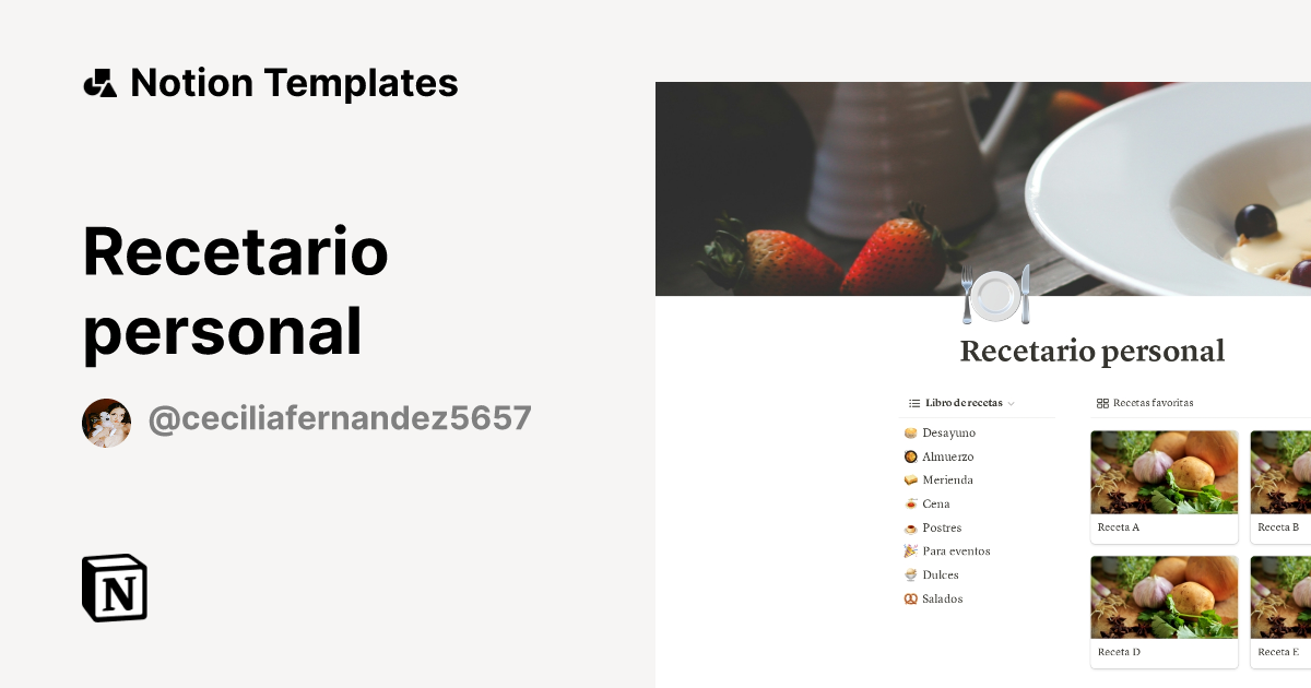 Recetario personal Template by Cecilia Fernández | Notion Marketplace