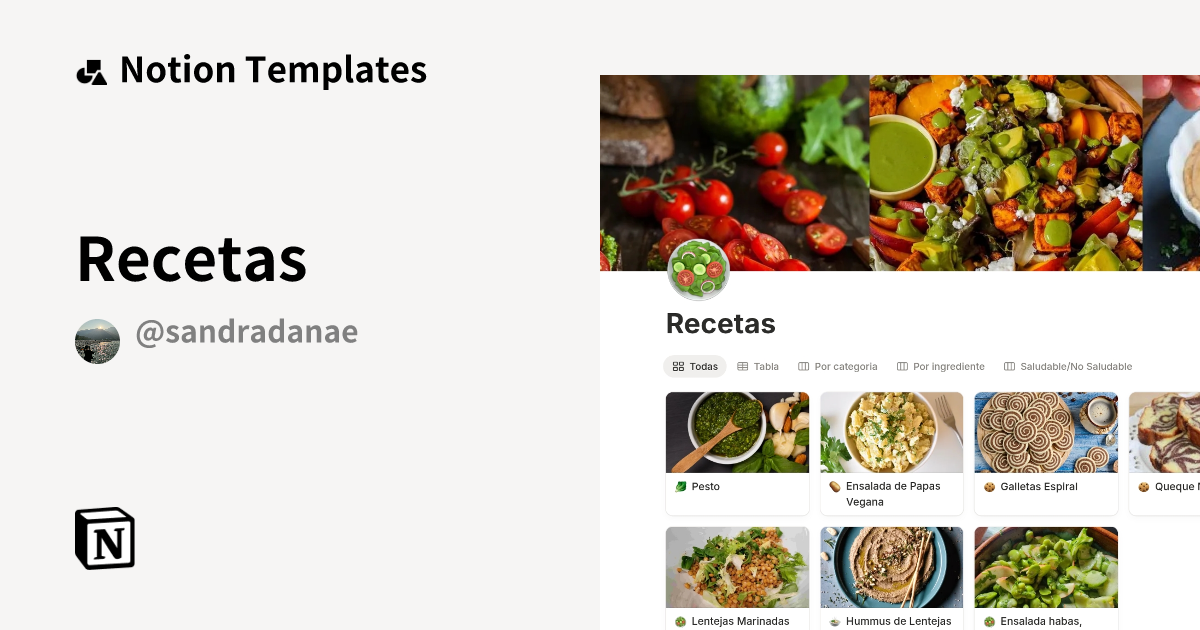 Recetas Template by Sandra Danae | Notion Marketplace