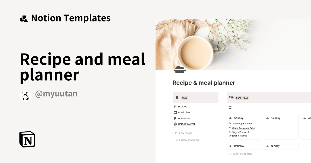 Recipe and meal planner Template | Notion Marketplace