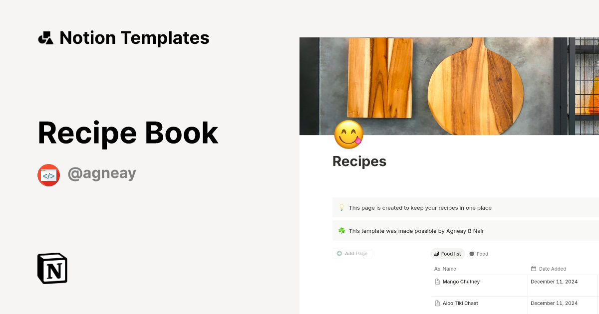 Recipe Book Template | Notion Marketplace