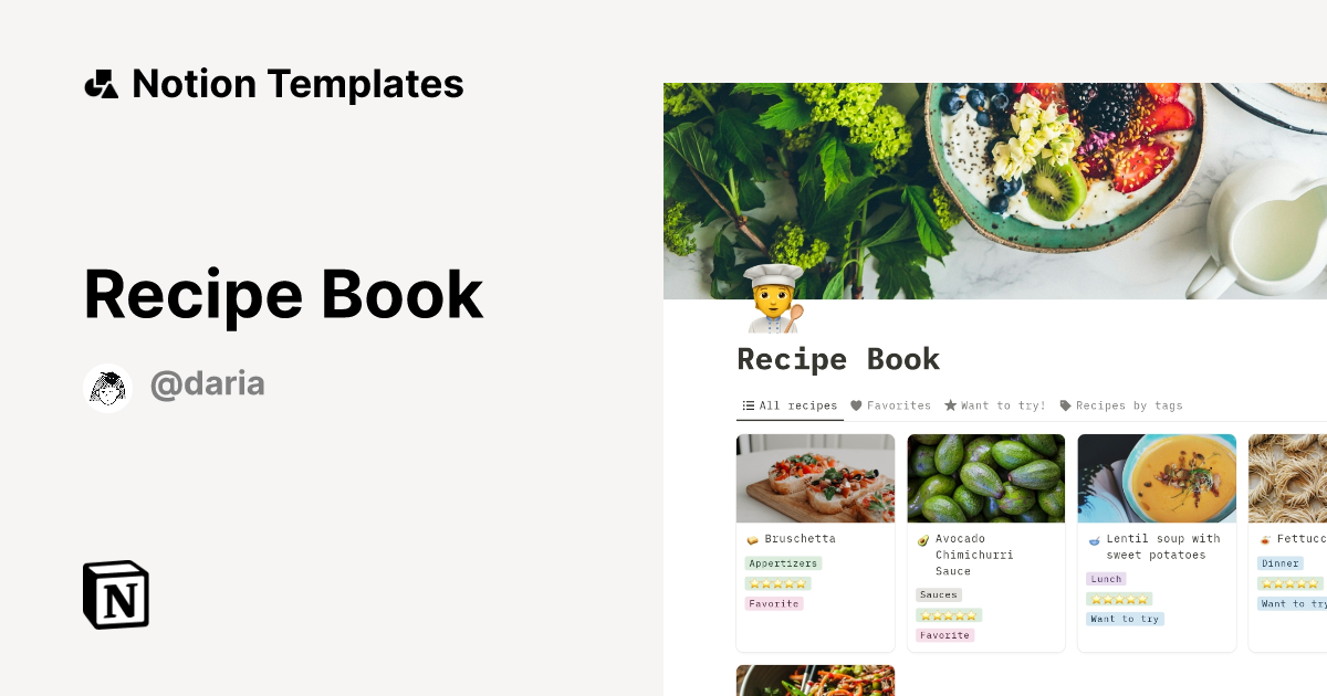 Recipe Book Template | Notion Marketplace