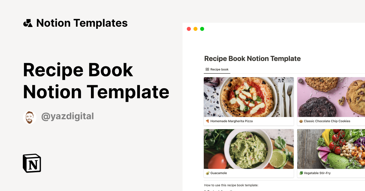 Recipe Book Notion Template Template By Yaz Digital Notion Marketplace