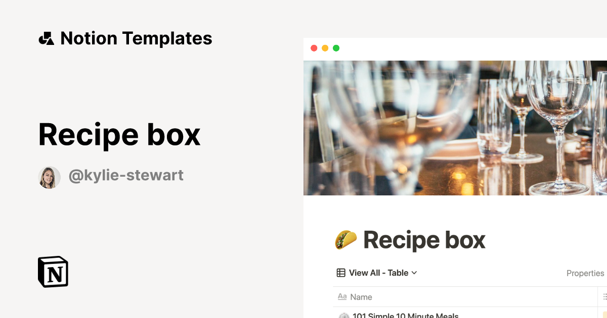 Recipe box Template by Kylie Stewart | Notion Marketplace
