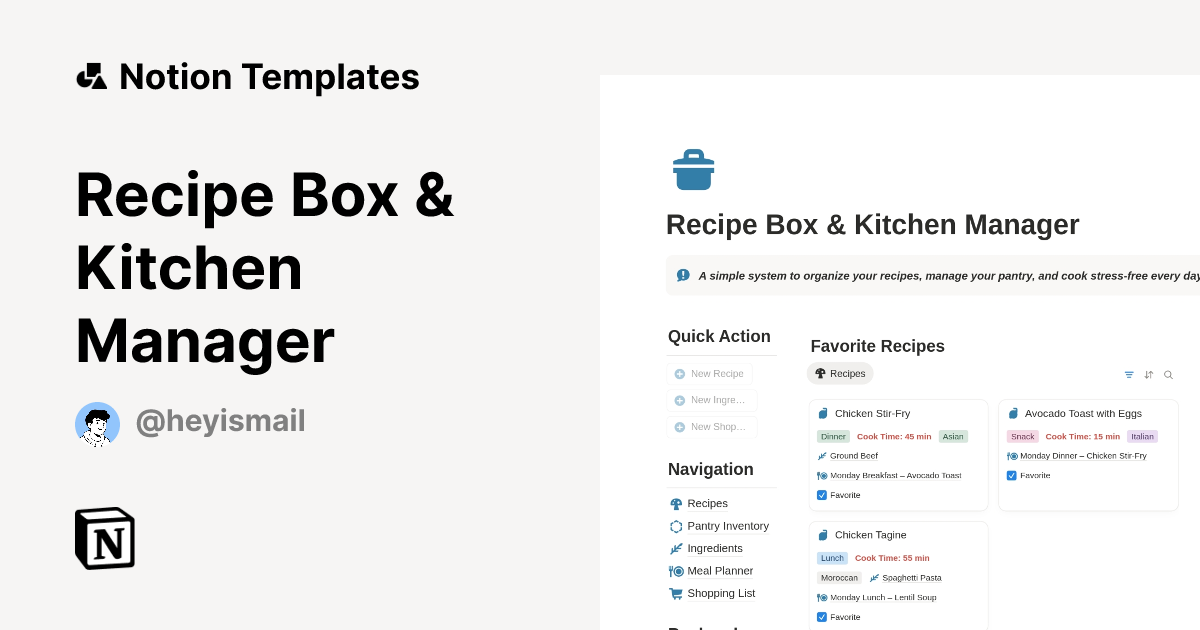 Recipe Box & Kitchen Manager Template | Notion Marketplace