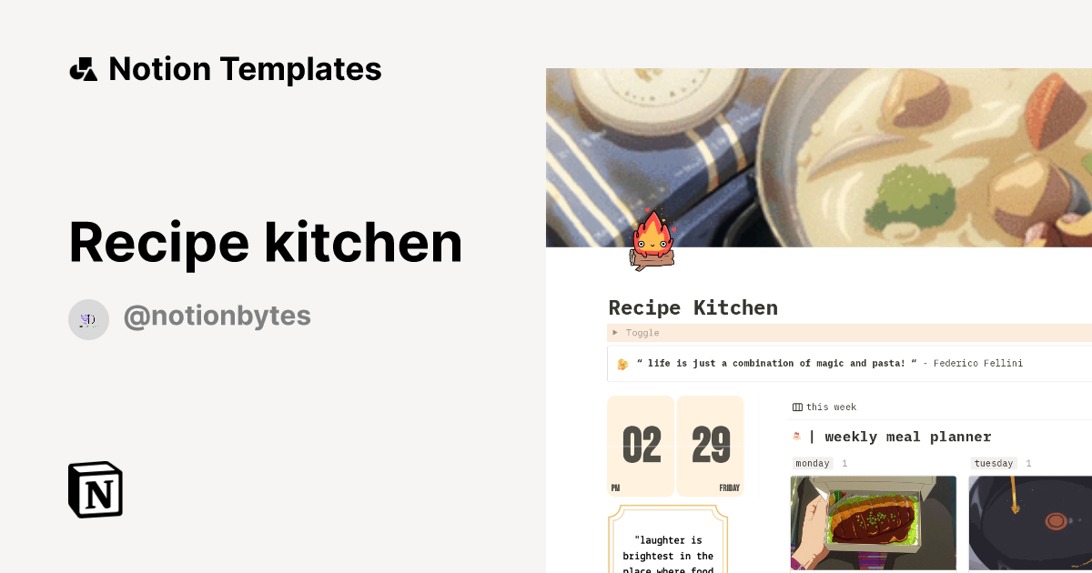 Recipe kitchen Template | Notion Marketplace
