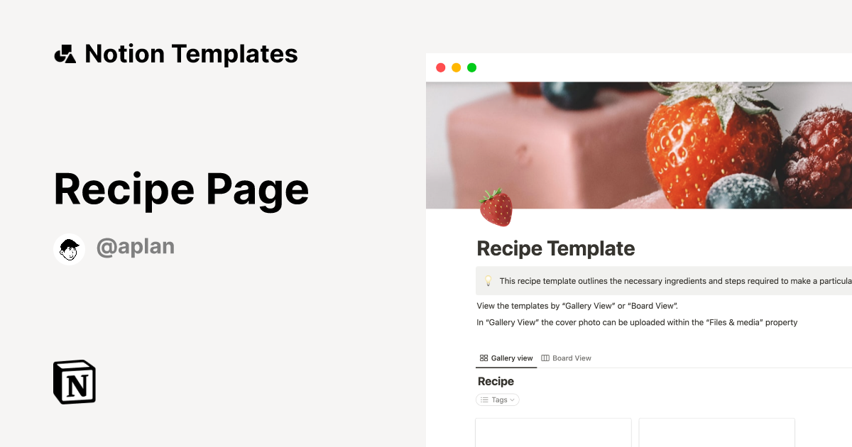 Recipe Page Template | Notion Marketplace