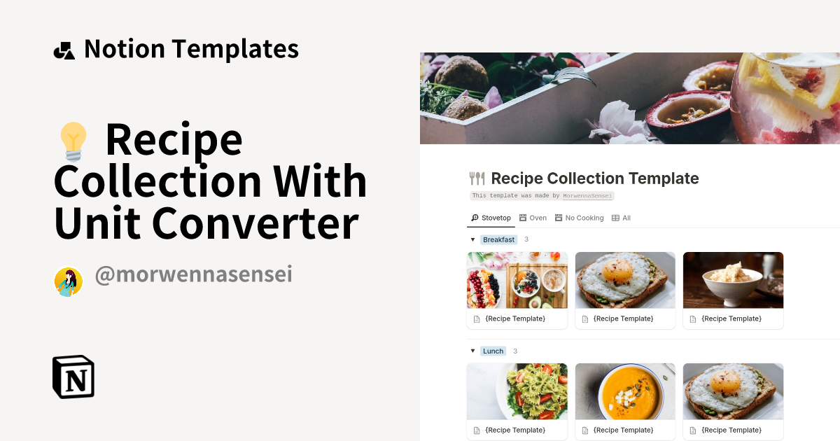 💡 Recipe Collection With Unit Converter Template by Morwenna Sensei ...