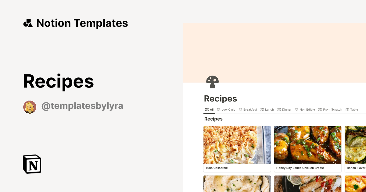 Recipes Template | Notion Marketplace