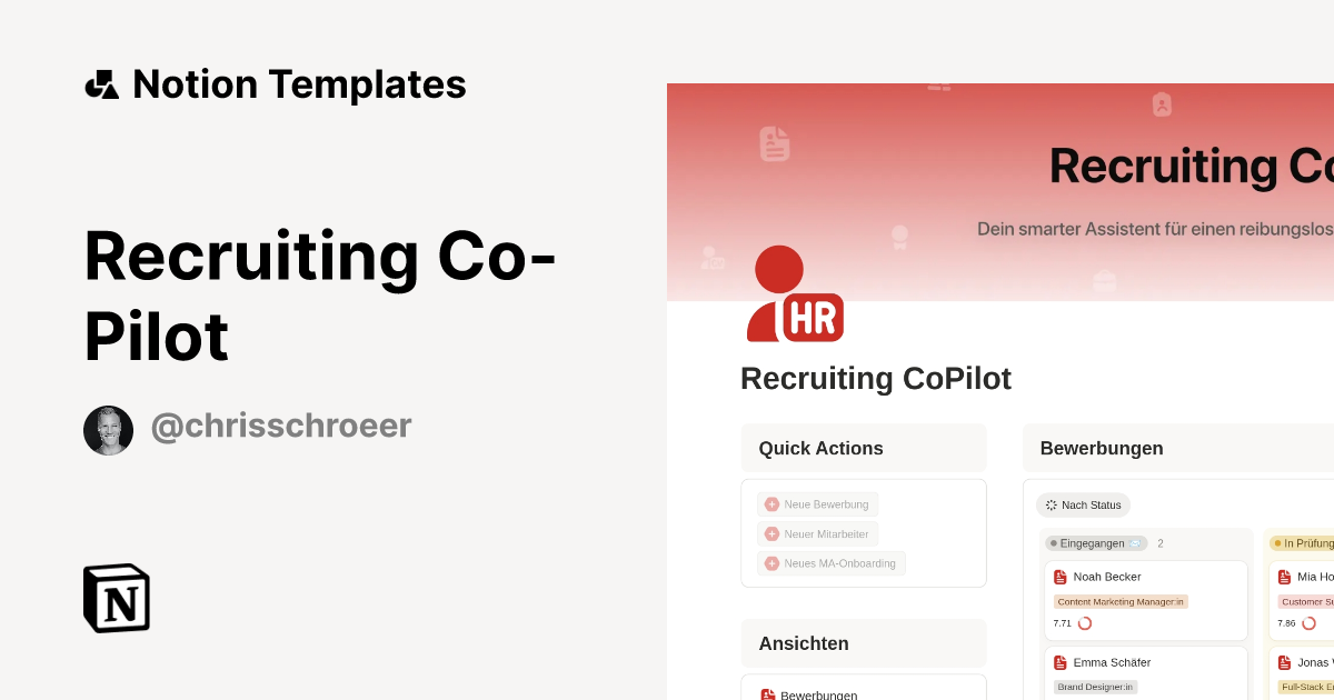 Recruiting Co-Pilot Template by Chris Schröer | Notion Marketplace
