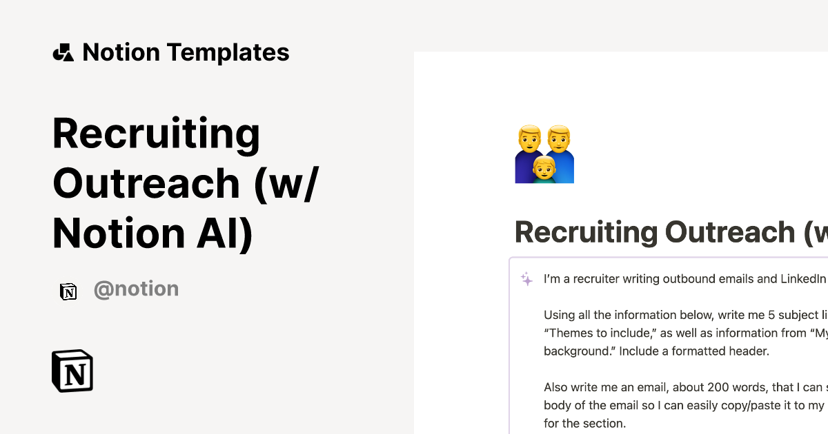 Recruiting Outreach (w/ Notion AI) Template by Notion | Notion Marketplace