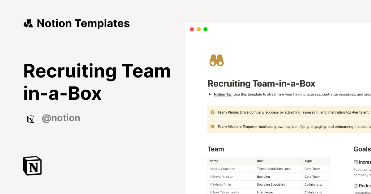 Recruiting Team in-a-Box Template by Notion | Notion Marketplace