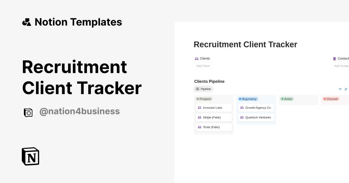 Recruitment Client Tracker Template by Nation4Business | Notion Marketplace