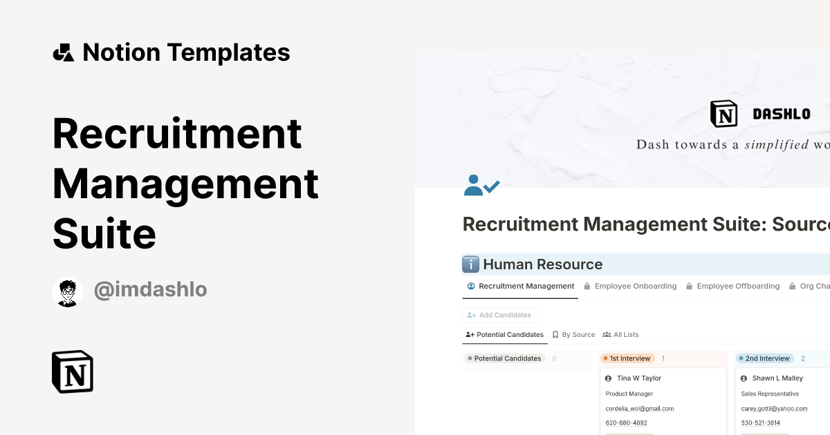 Recruitment Management Suite Template | Notion Marketplace