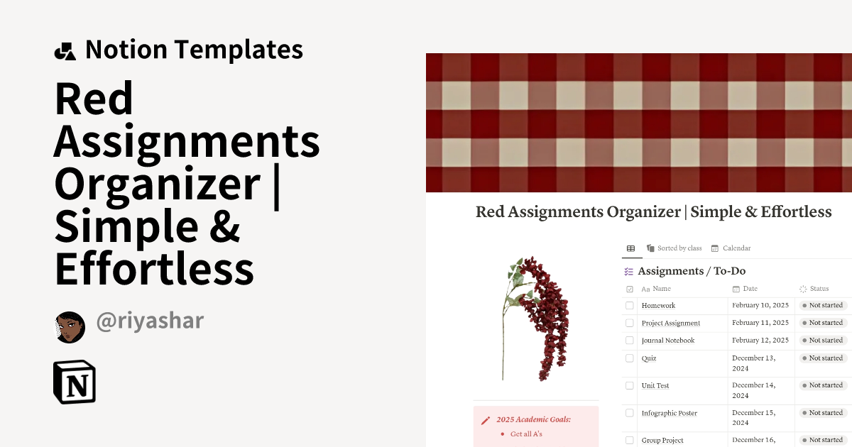 Red Assignments Organizer | Simple & Effortless Template by ...