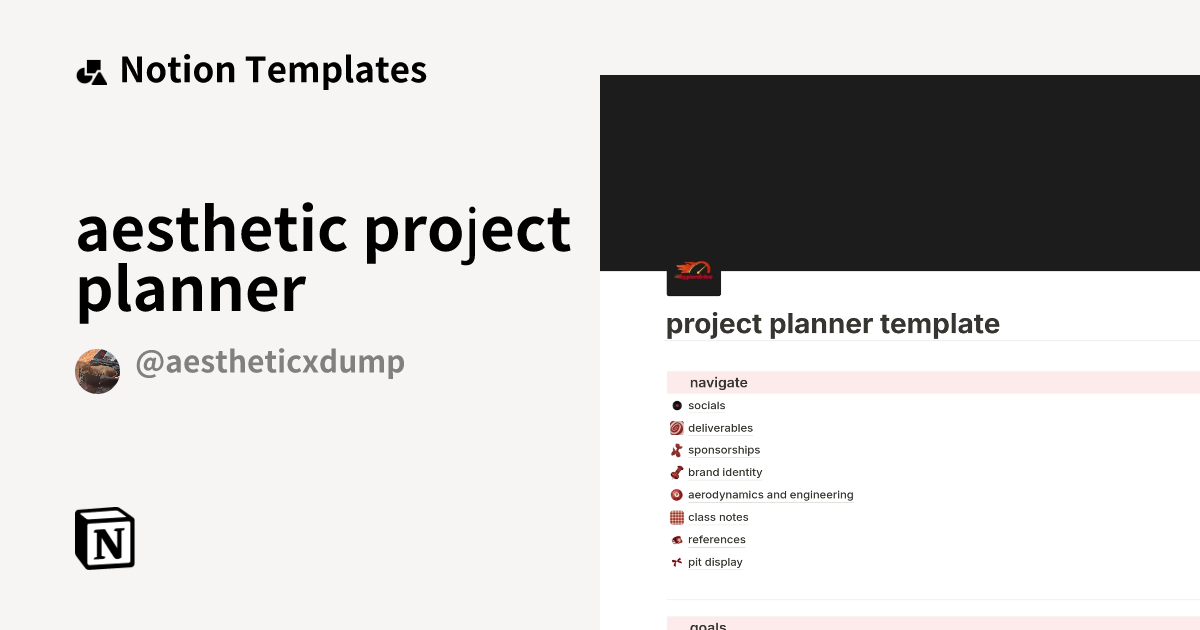 aesthetic project planner Template | Notion Marketplace